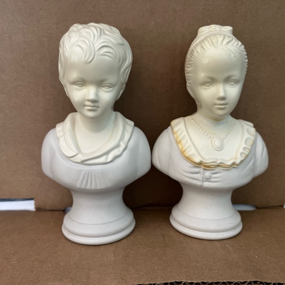 Avon | Accessories | Vintage Avon Young Boy Girl Head Busts White Glass ...